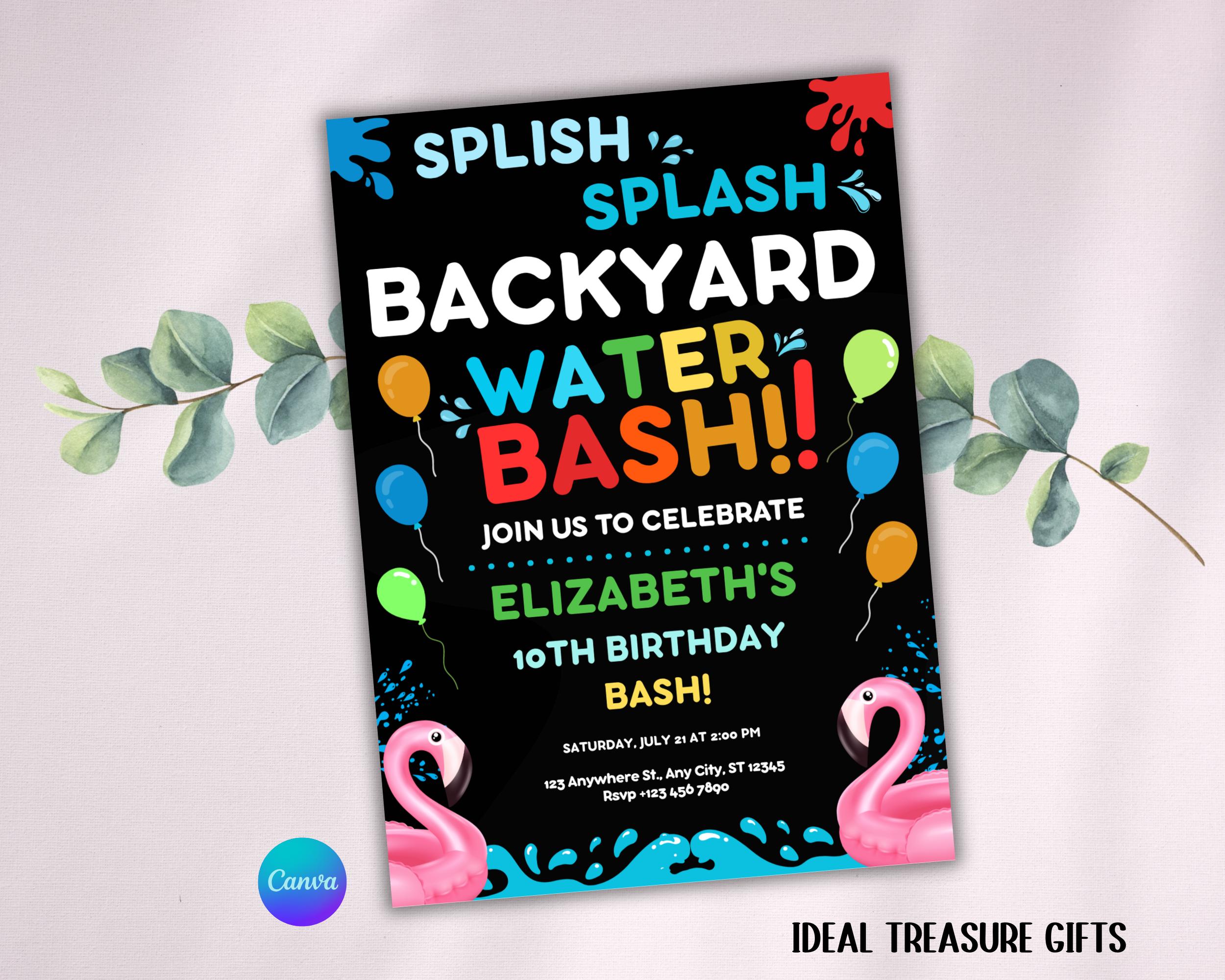 Editable Pool Party Invitation: Kids Water Bash, 10th Birthday Summer ...