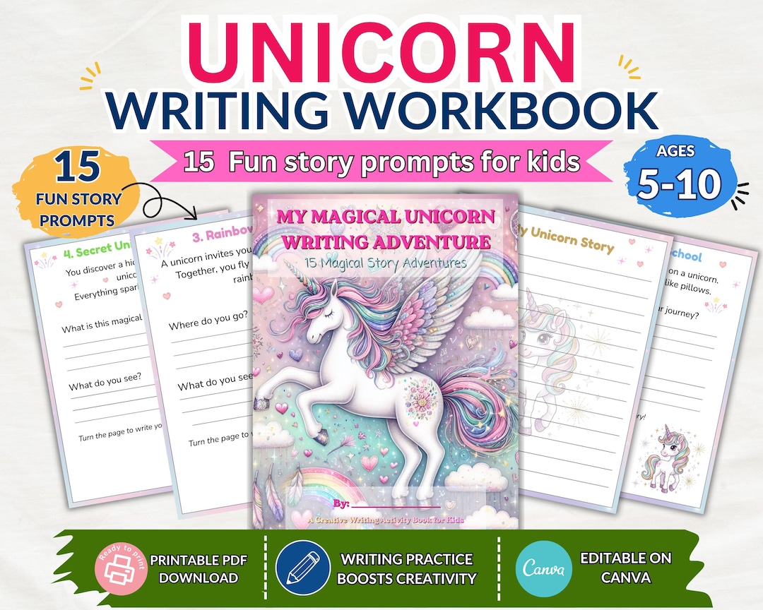Unicorn Writing Workbook for Kids Ages 5–10 | Creative Writing Prompts ...
