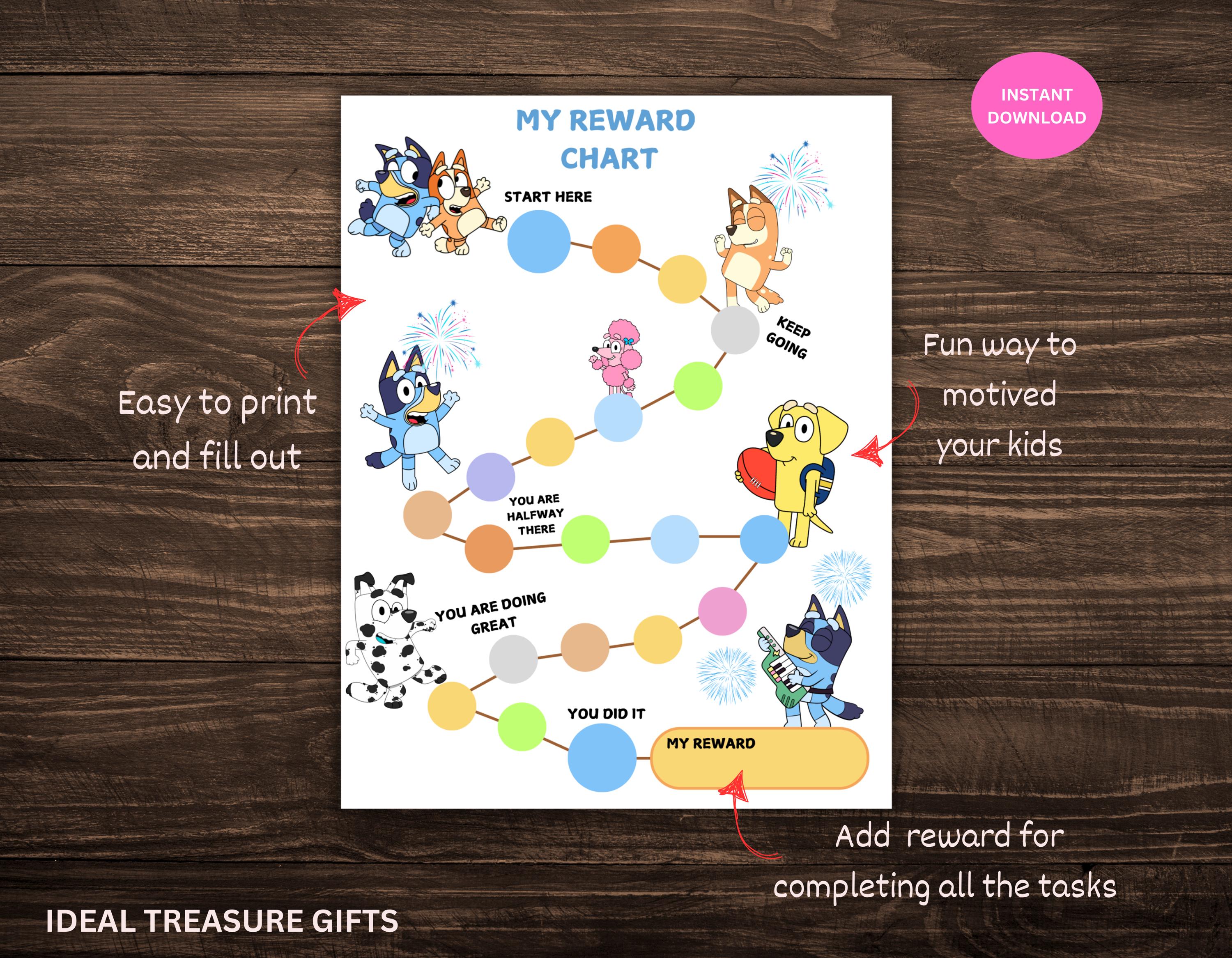 Printable Bluey Behavior Chart, Bluey Reward Chore Chart, Kids Routine ...