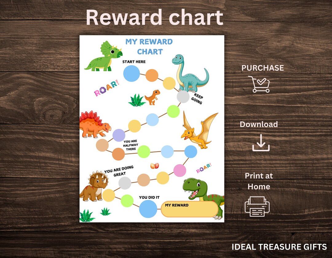 Dinosaur Chore Chart: Kids' Behavior & Reward Tracker (printable PDF ...