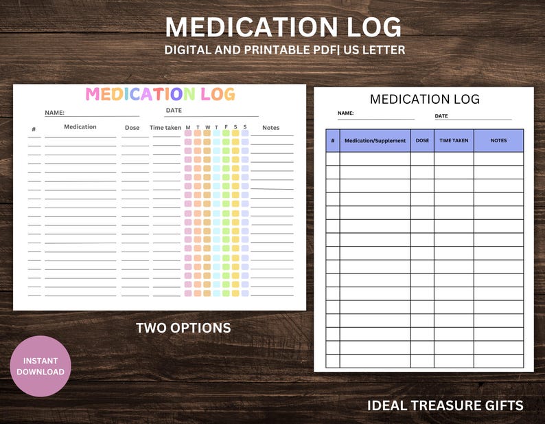 Medication Log Printable, Printable Medication Tracker, Schedule ...