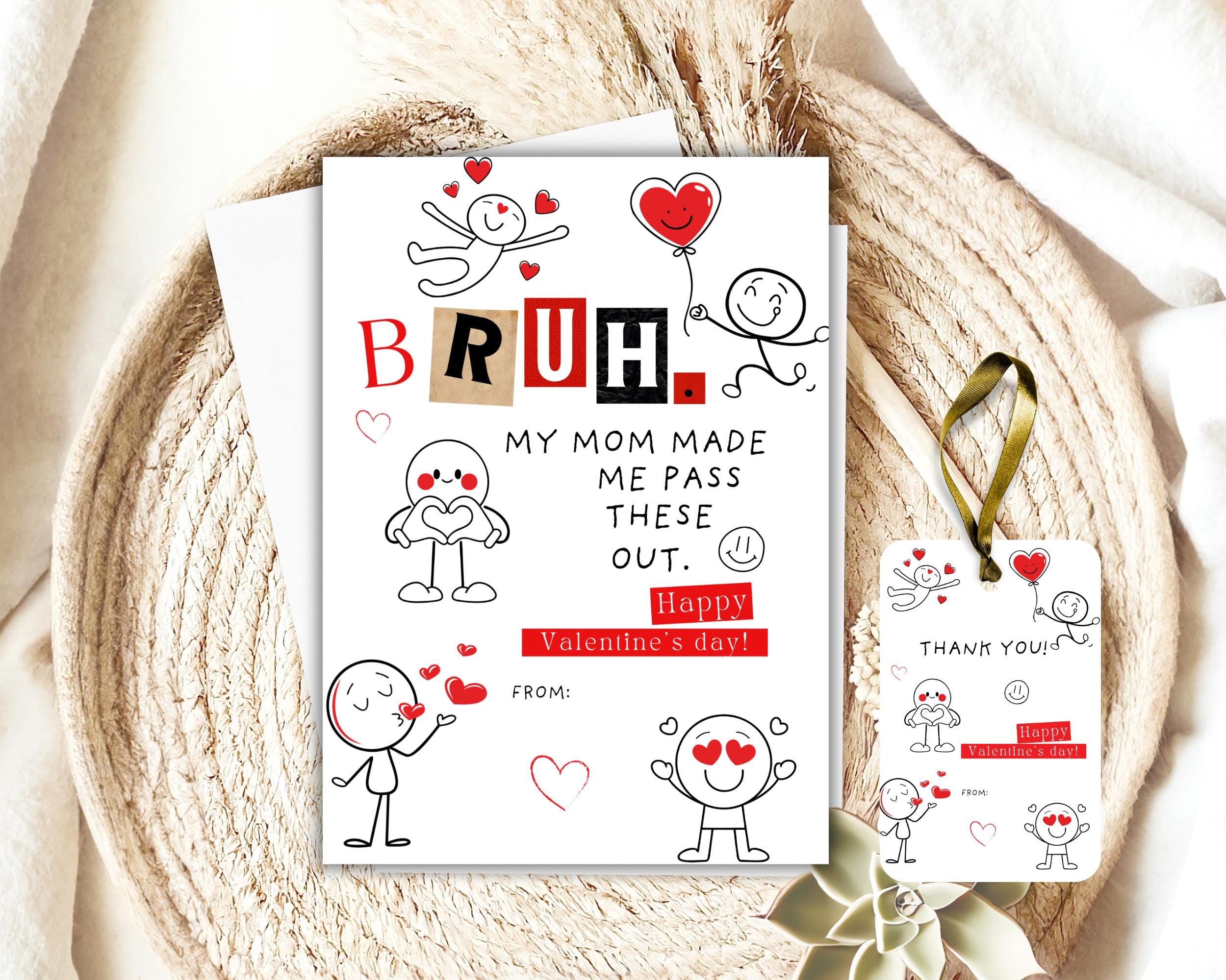 Funny Bruh Valentine Cards for Kids | Classroom Valentine Exchange ...