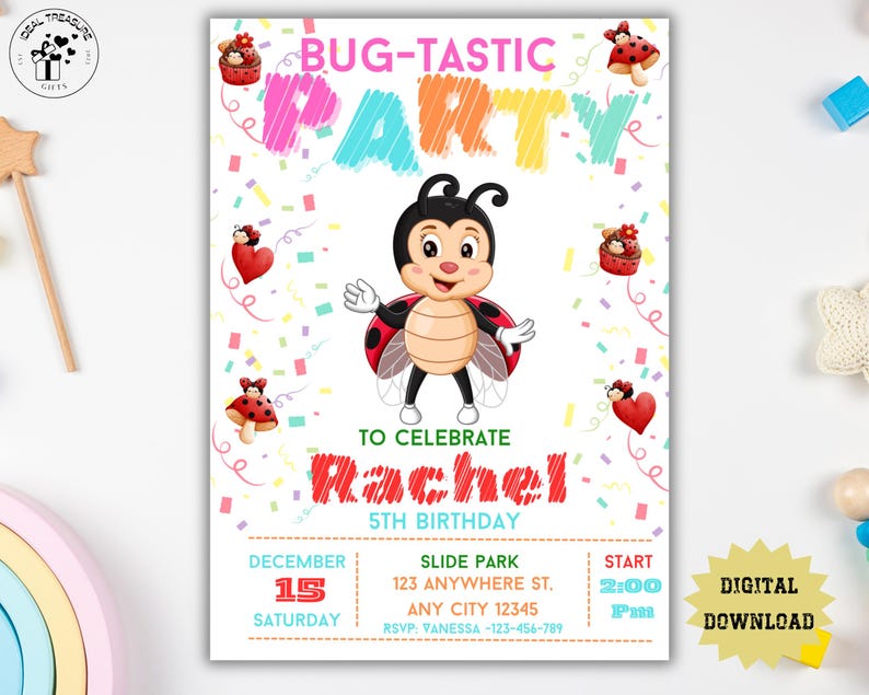 Editable Ladybug Birthday Invite, Creative Birthday Invite Template ...