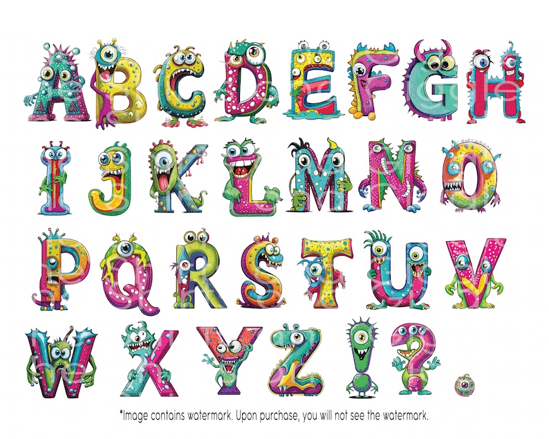 Monster Letters and Numbers, Cute Silly Halloween Font, SVG, PNG ...