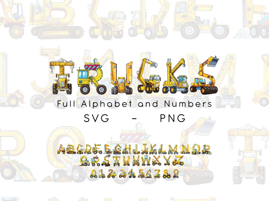 Truck Alphabet and Numbers, Toddler Birthday, Boy or Girl Party,kids ...