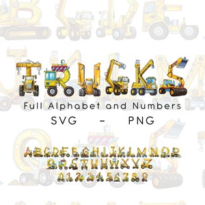 Truck Alphabet and Numbers, Toddler Birthday, Boy or Girl Party,kids ...