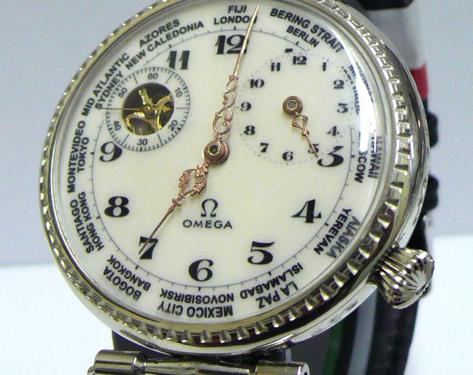 Ω OMEGA WORLD Time Swiss High-grade Gents Oversized Wristwatch, 15 Jew ...