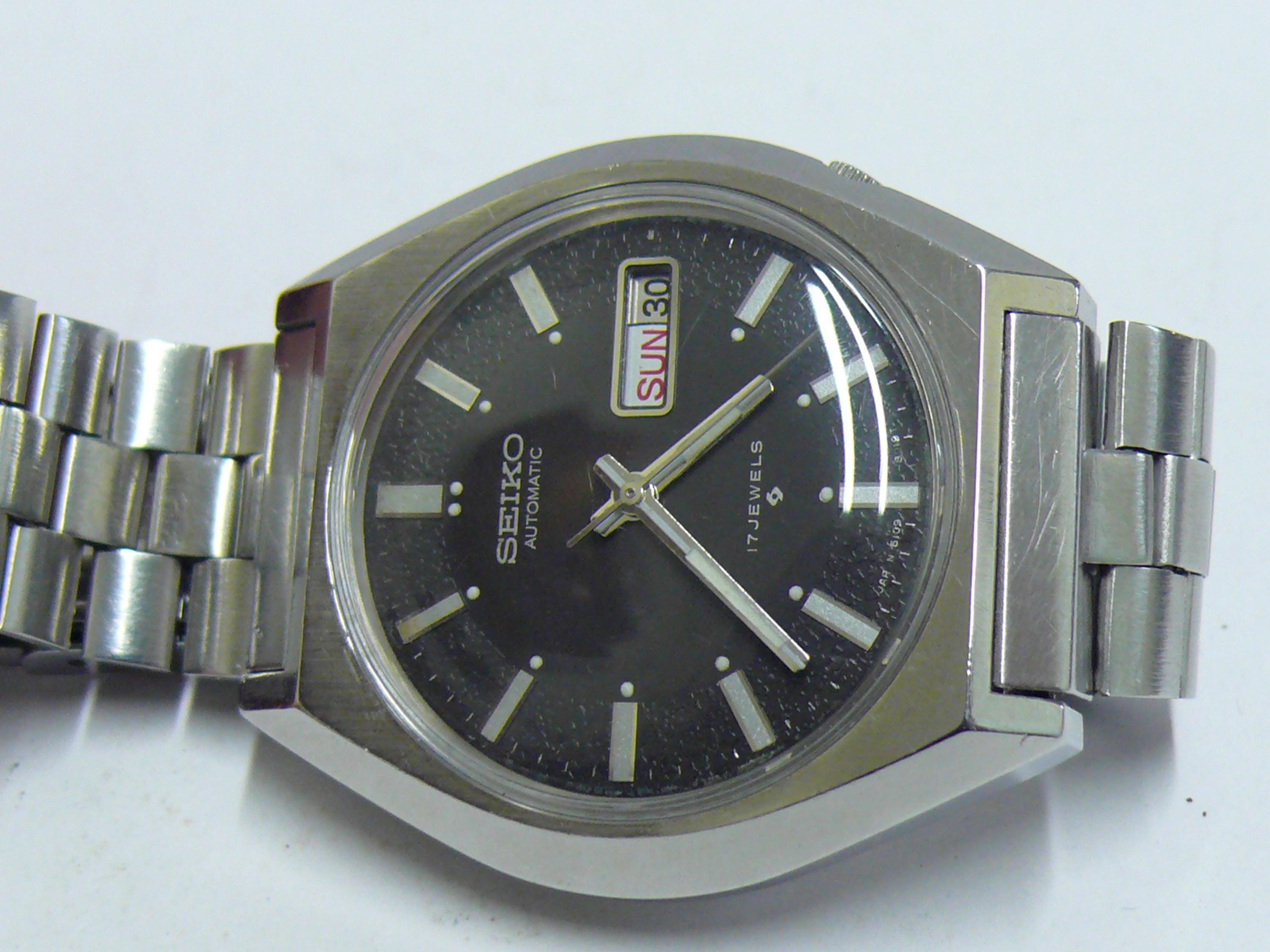 Vintage Seiko Automatic 6109-8019 P Black Dial Men's Wristwatch, 17 Jew ...