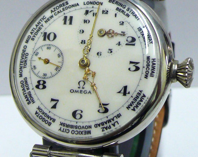 Ω OMEGA WORLD Time Swiss High-grade Gents Oversized Wristwatch, 15 Jew ...