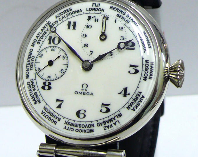 Ω OMEGA WORLD Time Swiss High-grade Gents Oversized Wristwatch, 15 Jew ...