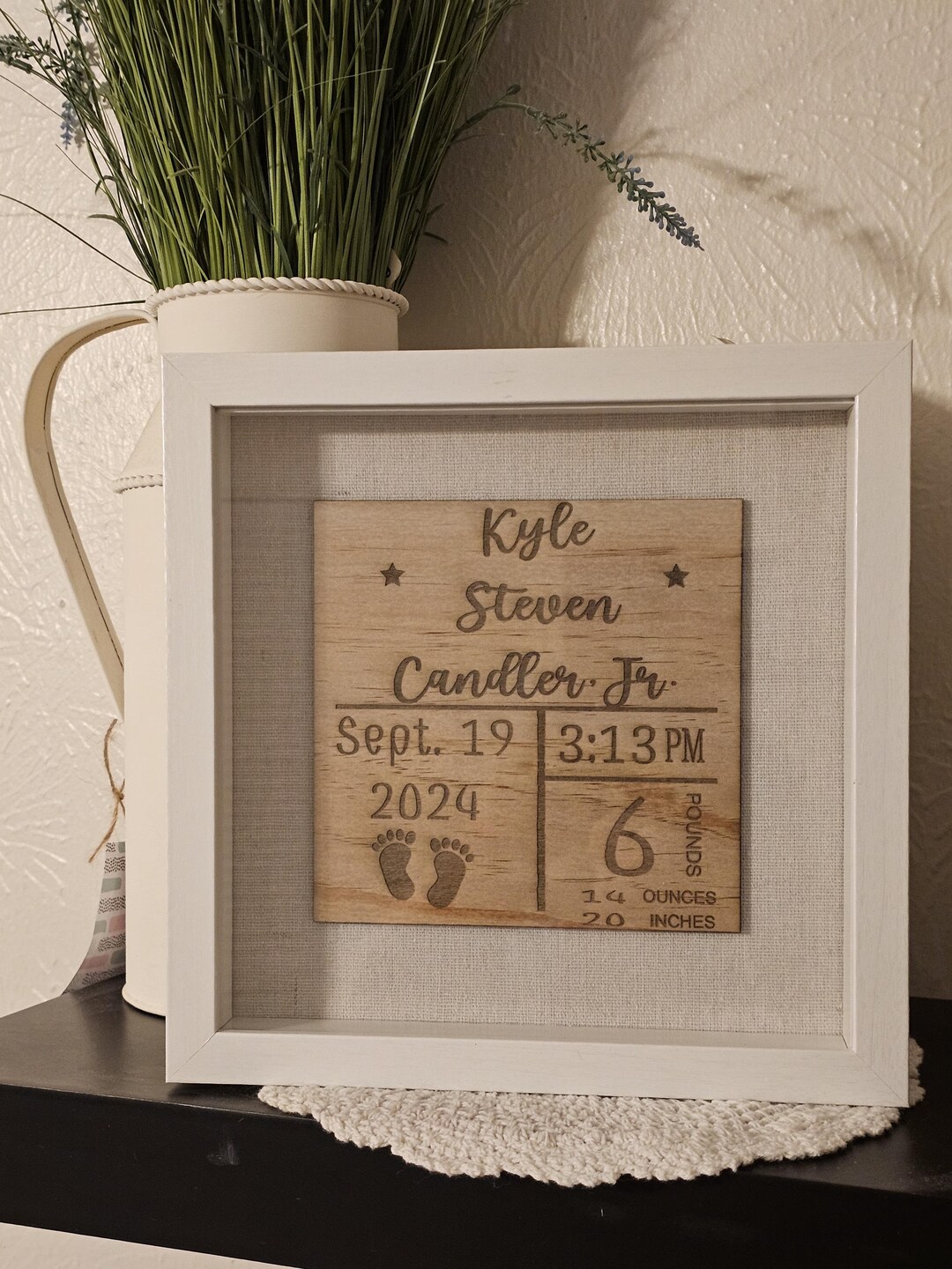 Baby Shadow Box, Personalized Birth Stat Baby Gift, Framed Birth Stat ...