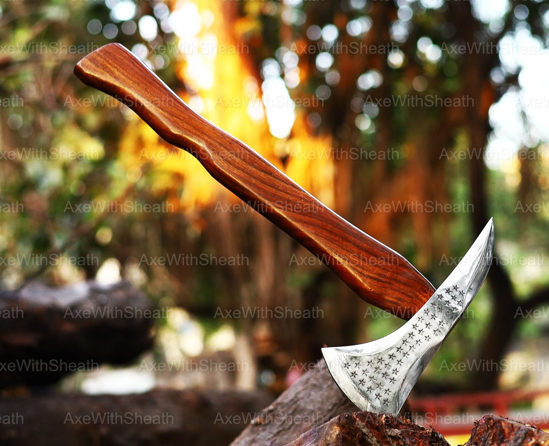 Custom Handmade Hatchet Axe Damascus Steel Tomahawk With Rose - Etsy