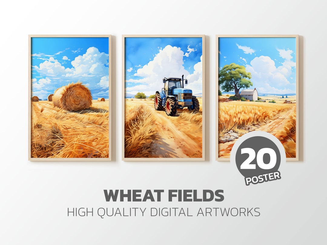 20 Wheat Fields Poster Set Agriculture Wall Decoration Landscape ...