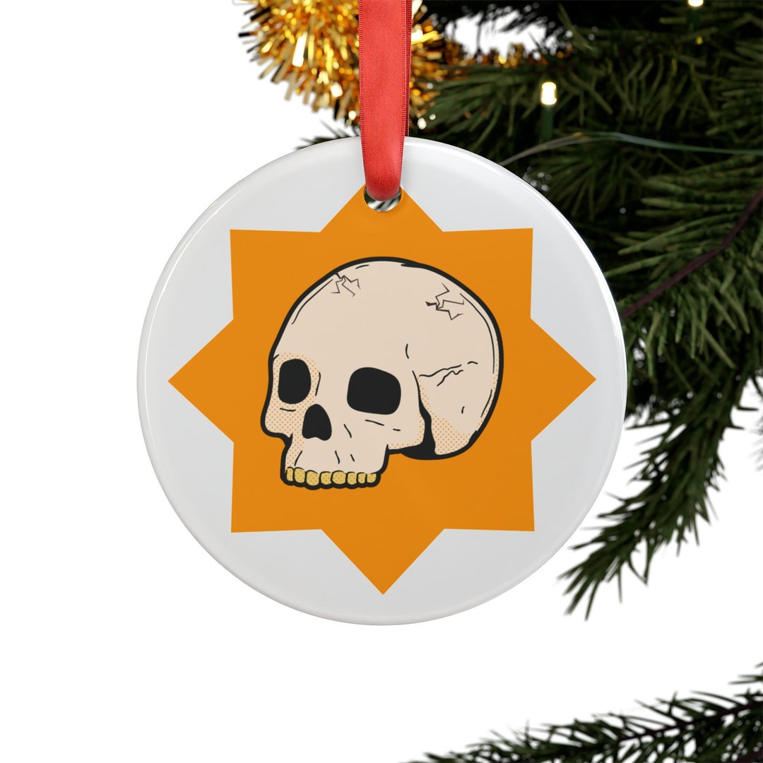 Acrylic Ornament With Ribbon Skull With Orange - Etsy