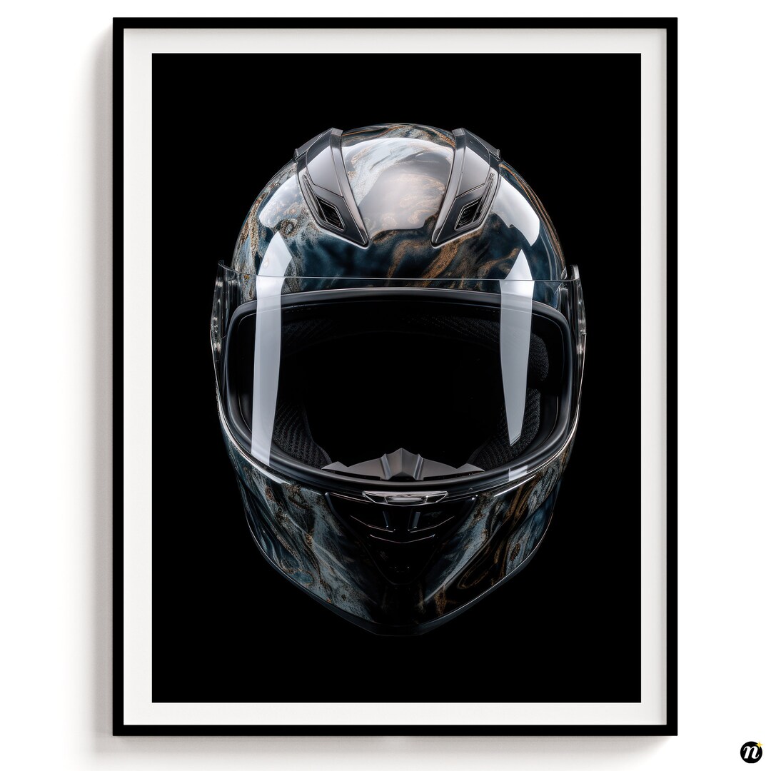 Stellar Marble Helmet Wall Art Celestial Motorbike Art Print, Galactic ...
