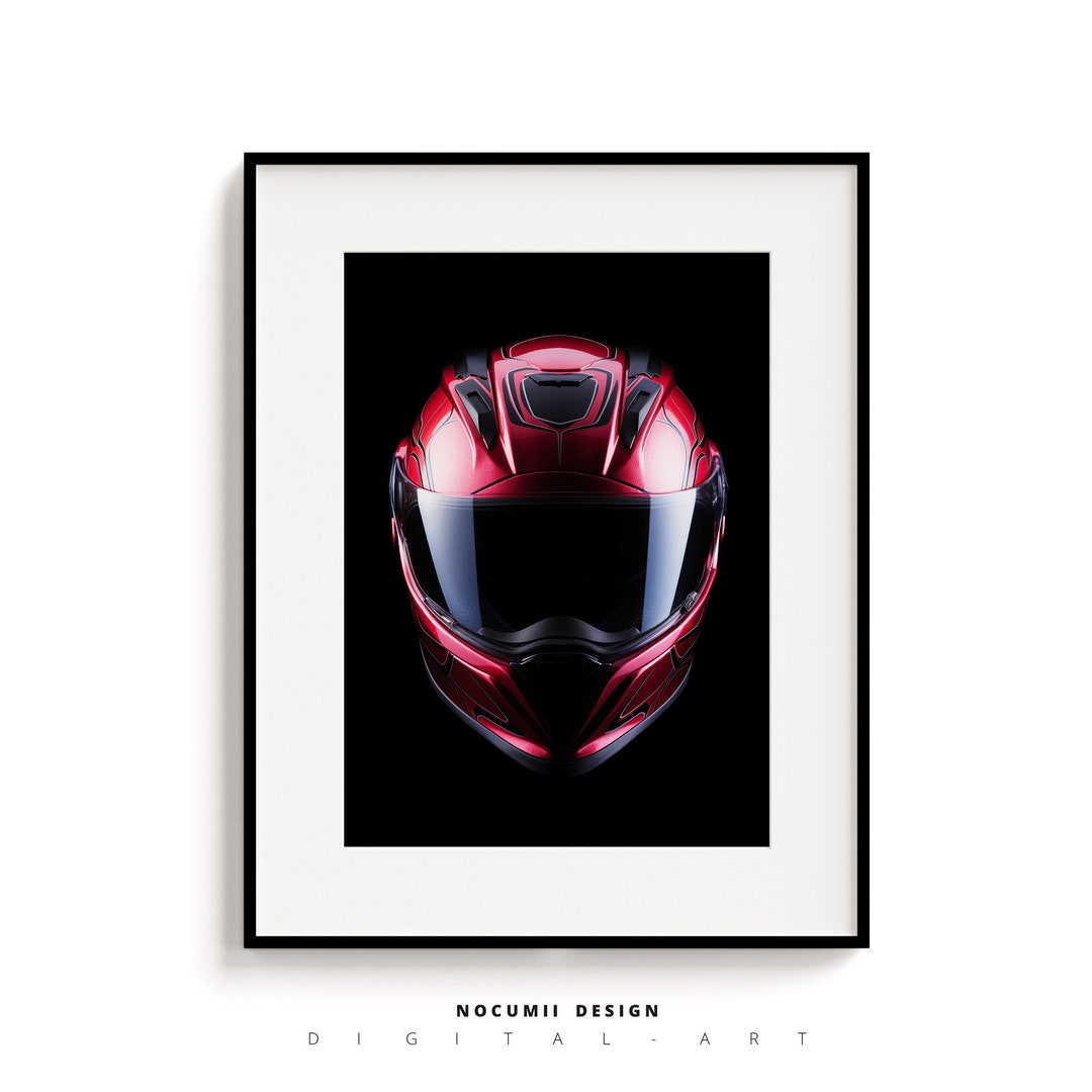 Vigilante Red Motorcycle Helmet Wall Art Heroic Digital - Etsy