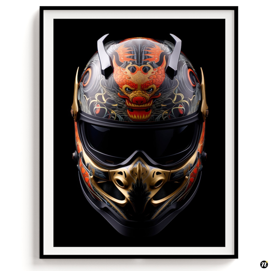 Samurai Spirit Motorcycle Helmet Art Digital Print Bushido - Etsy