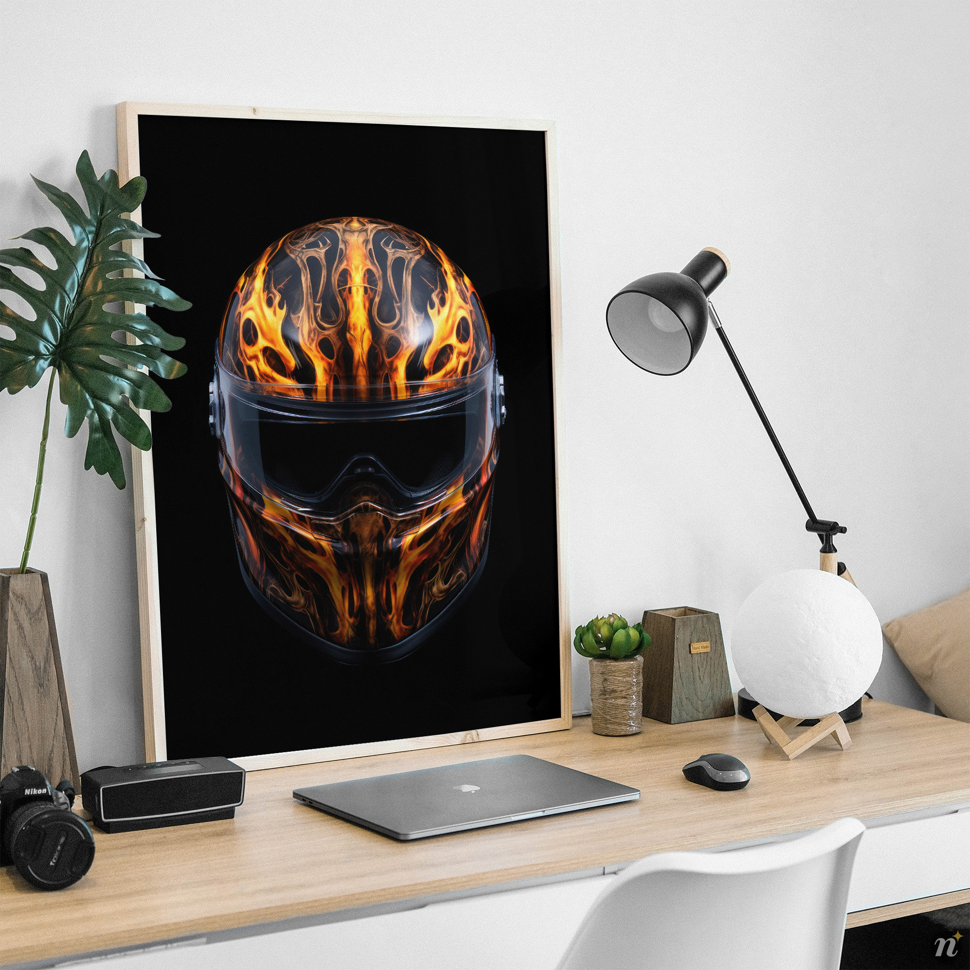 Ghost Rider Motorcycle Helmet Art Fiery Flames Digital Print, Hot Rod ...