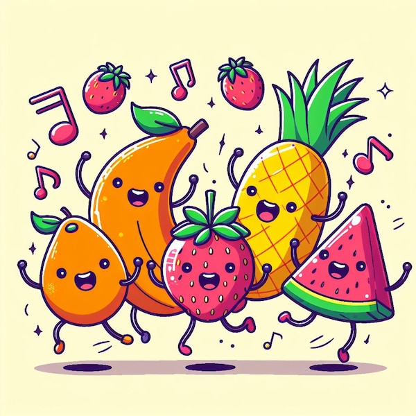 Dancing Fruit Svg - Etsy