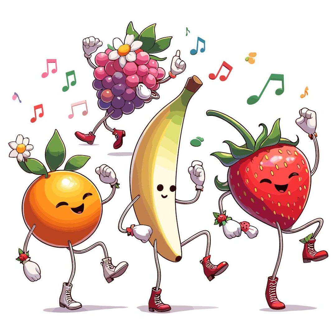 Dancing Fruits, Dancing Fruit, Fruits Svg, Fruits Clipart, Fruits Png ...