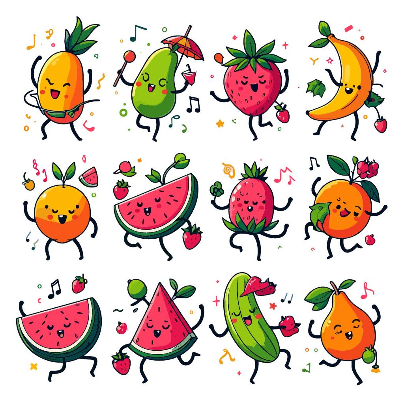 Dancing Fruits, Dancing Fruit, Fruits Svg, Fruits Clipart, Fruits Png ...