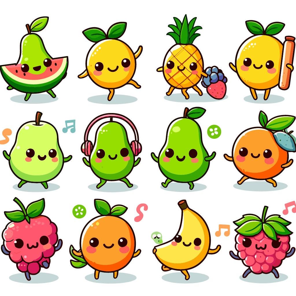 Dancing Fruits, Dancing Fruit, Fruits Svg, Fruits Clipart, Fruits Png ...