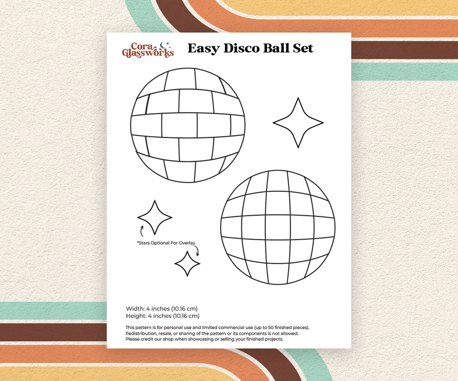 Easy Disco Ball With Optional Star Overlay Stained Glass Pattern With ...