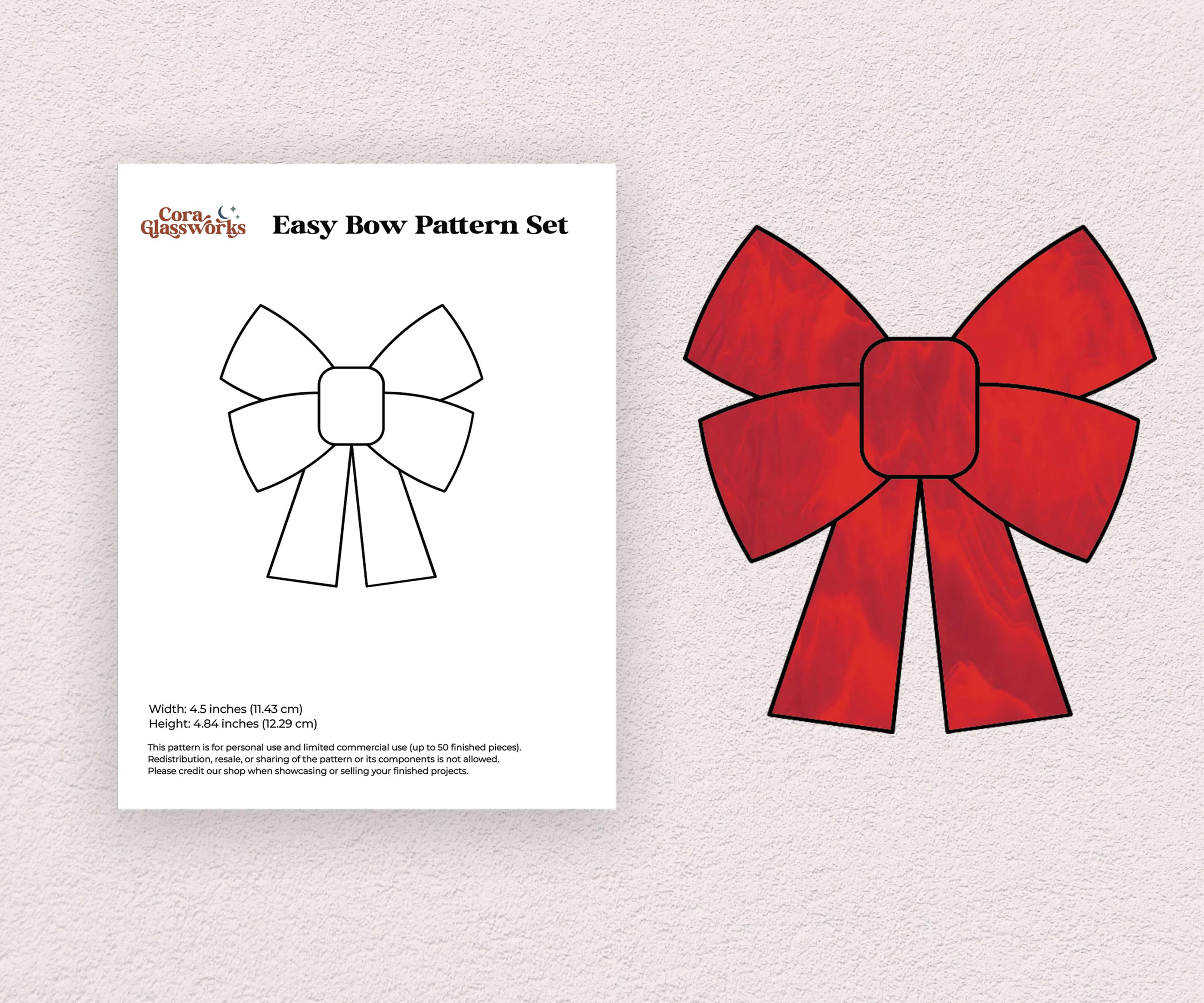 Easy Bow Stained Glass Pattern Set of 5 With SVG - Etsy