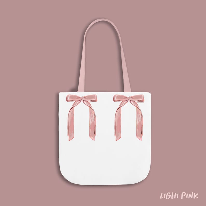 Coquette Bow Baby Tote Bag, Coquette Style Bag, Tote With Pink Bows, Ballet Core Tote Bag ...