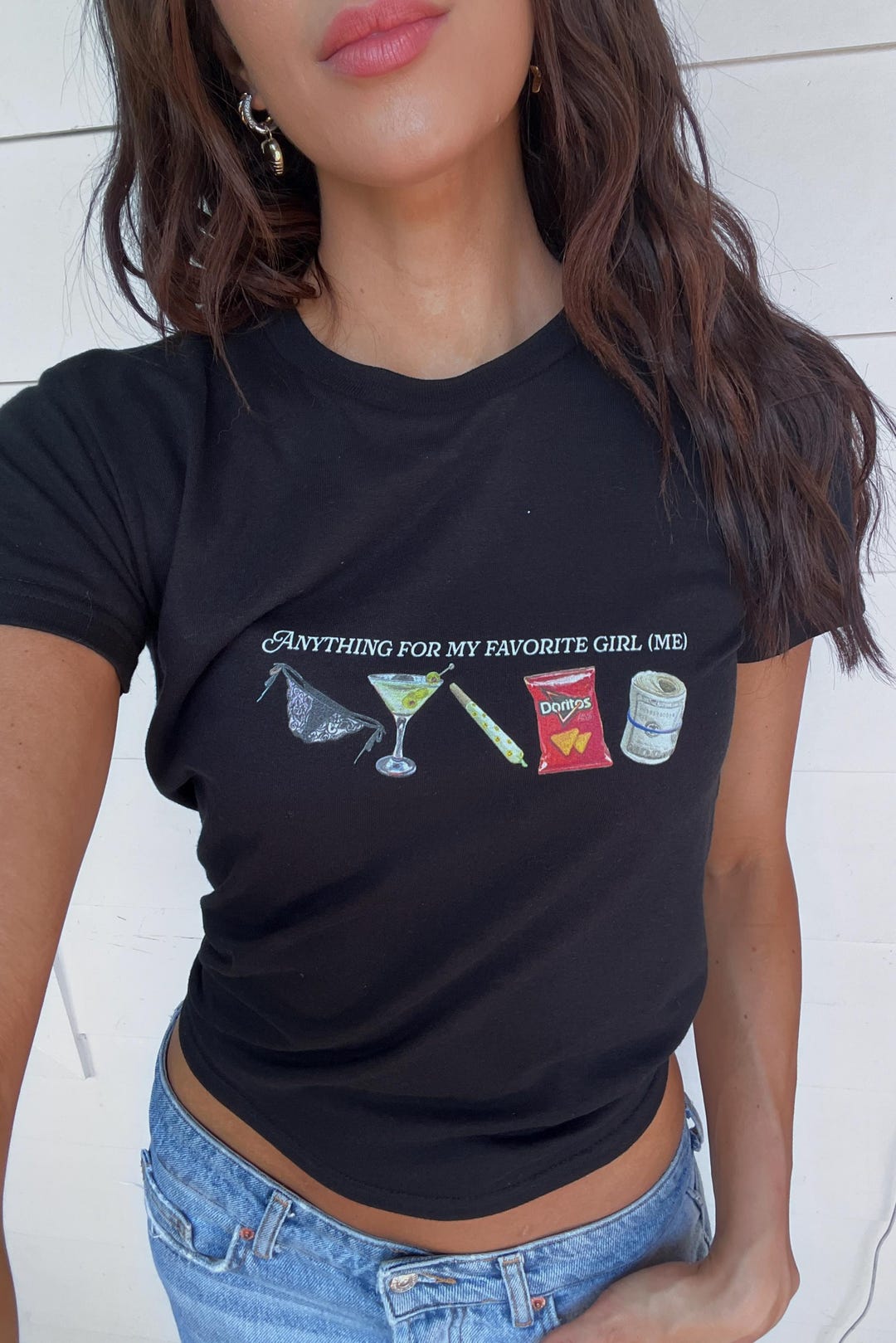 Anything for My Favorite Girl Baby Tee, Women's Fitted Tee, Y2K Shirt ...