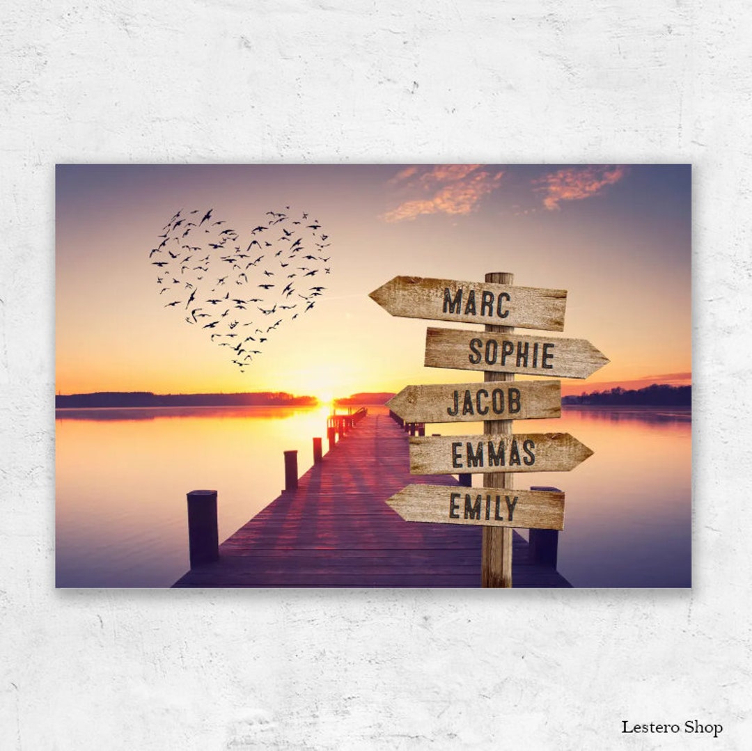 Personalized Family Name Signpost Canvas Custom Premium Wall - Etsy