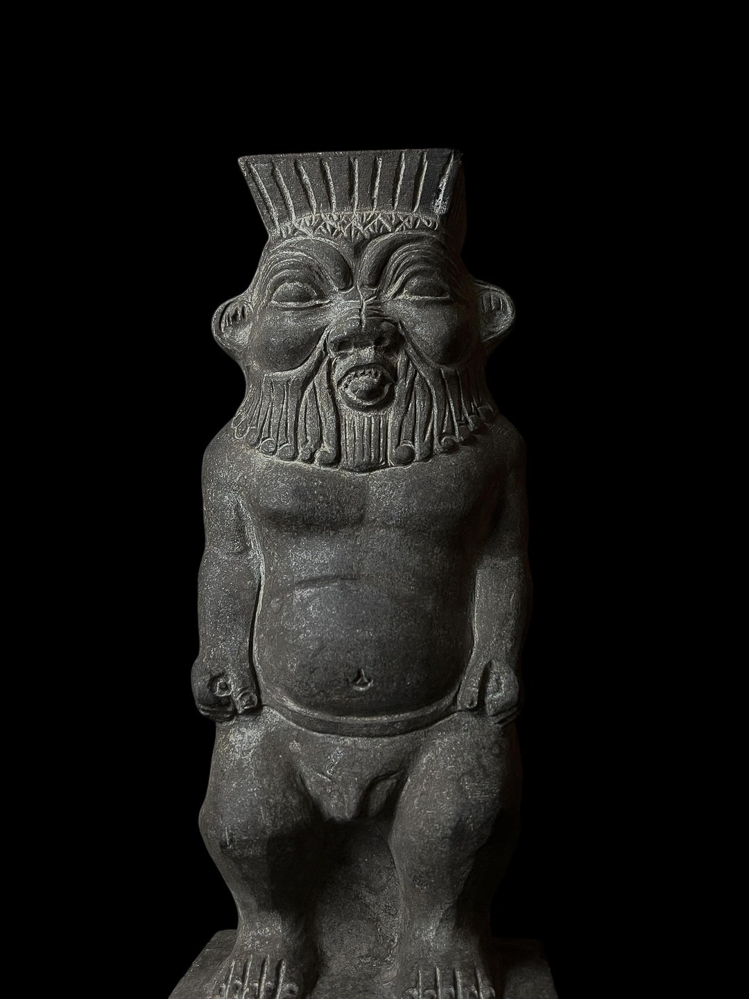 God Bes Statue From Basalt Stone, Hand Carved God Bes Statue - Etsy