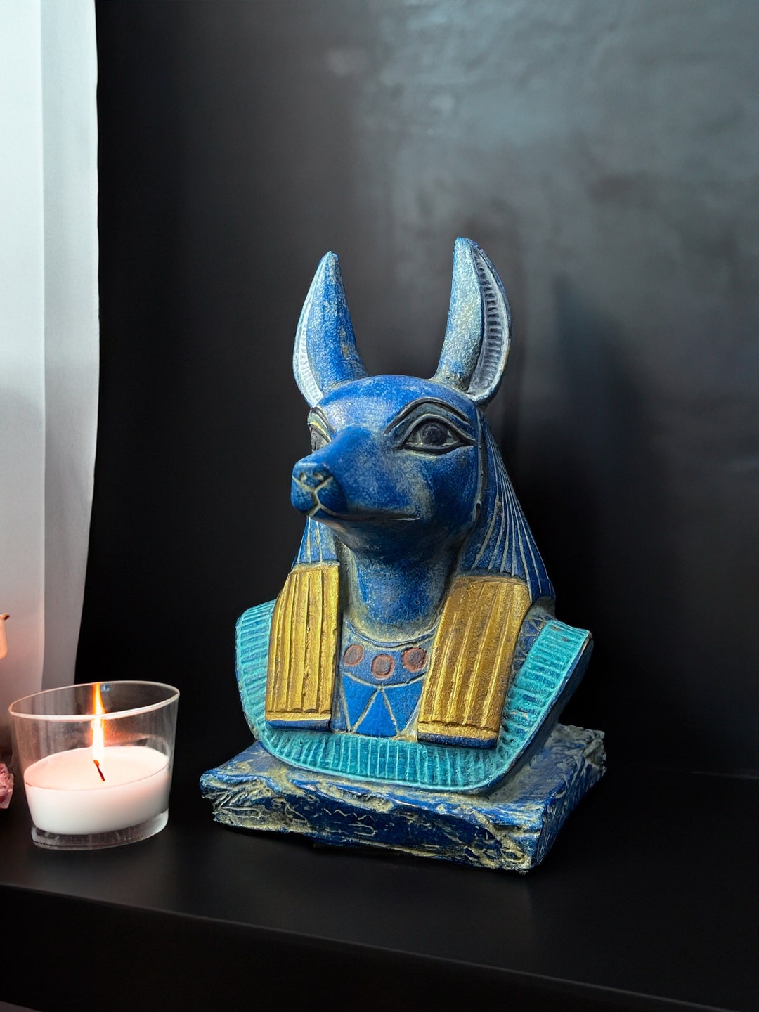 Egyptian God Anubis Stone Statue - Handmade Ancient Egypt Decor - Etsy