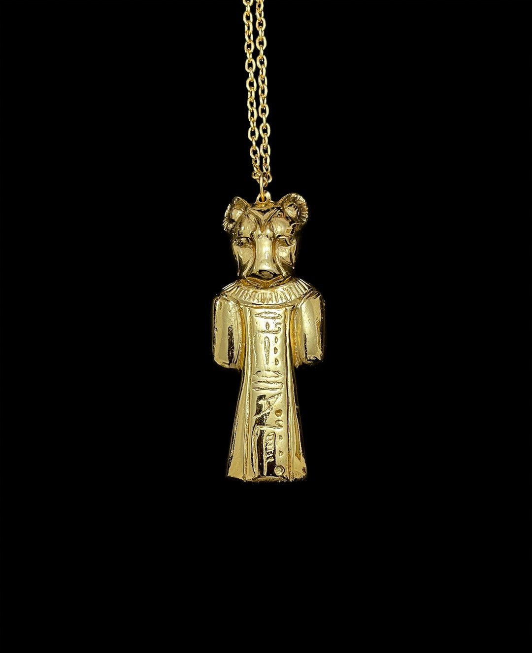24k Gold Plated Sekhmet Pectoral Necklace - Hand-carved Egyptian Brass ...