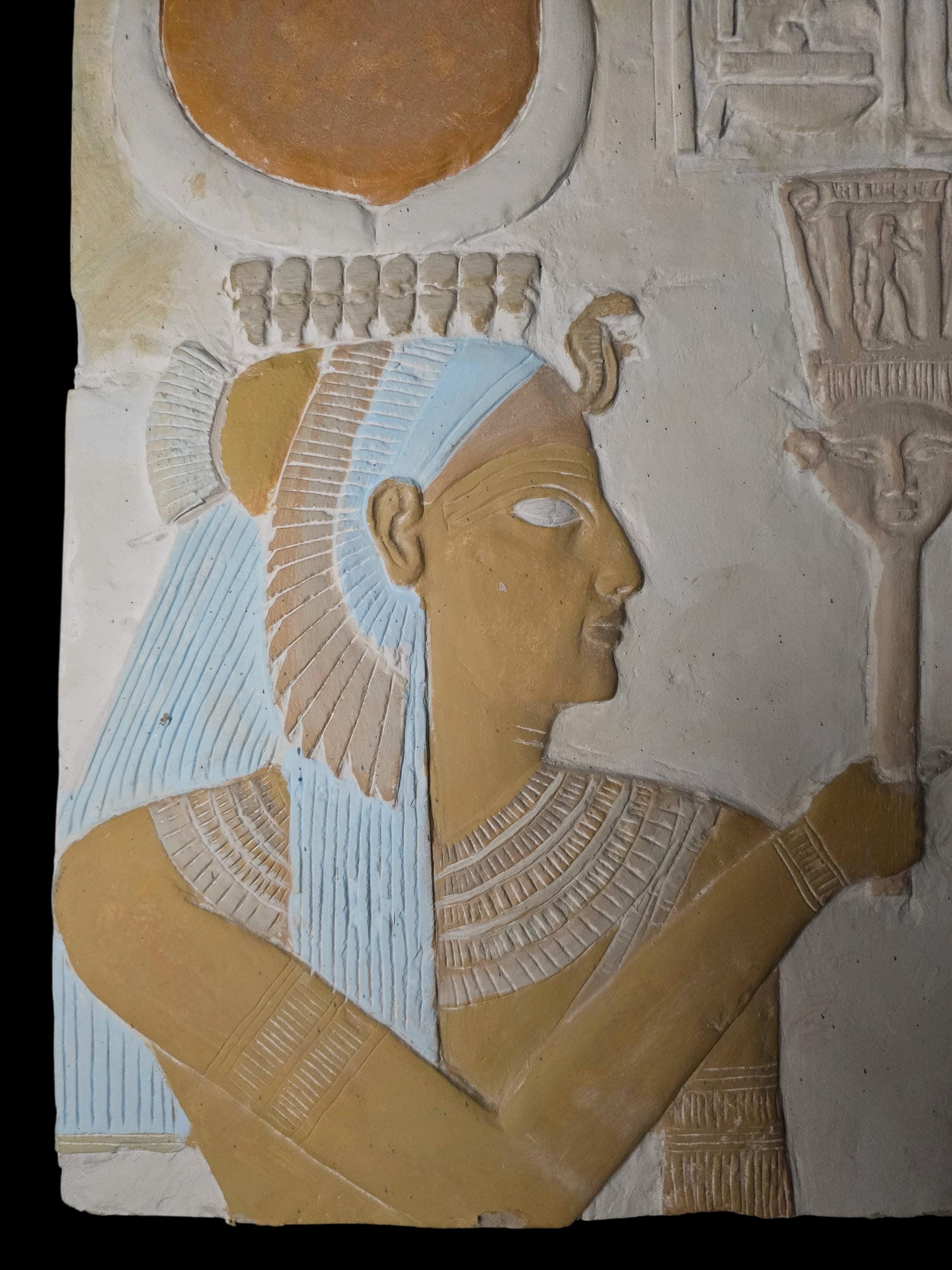 Large Goddess Hathor Relief Made of Stone , Statue for the Egyptian ...