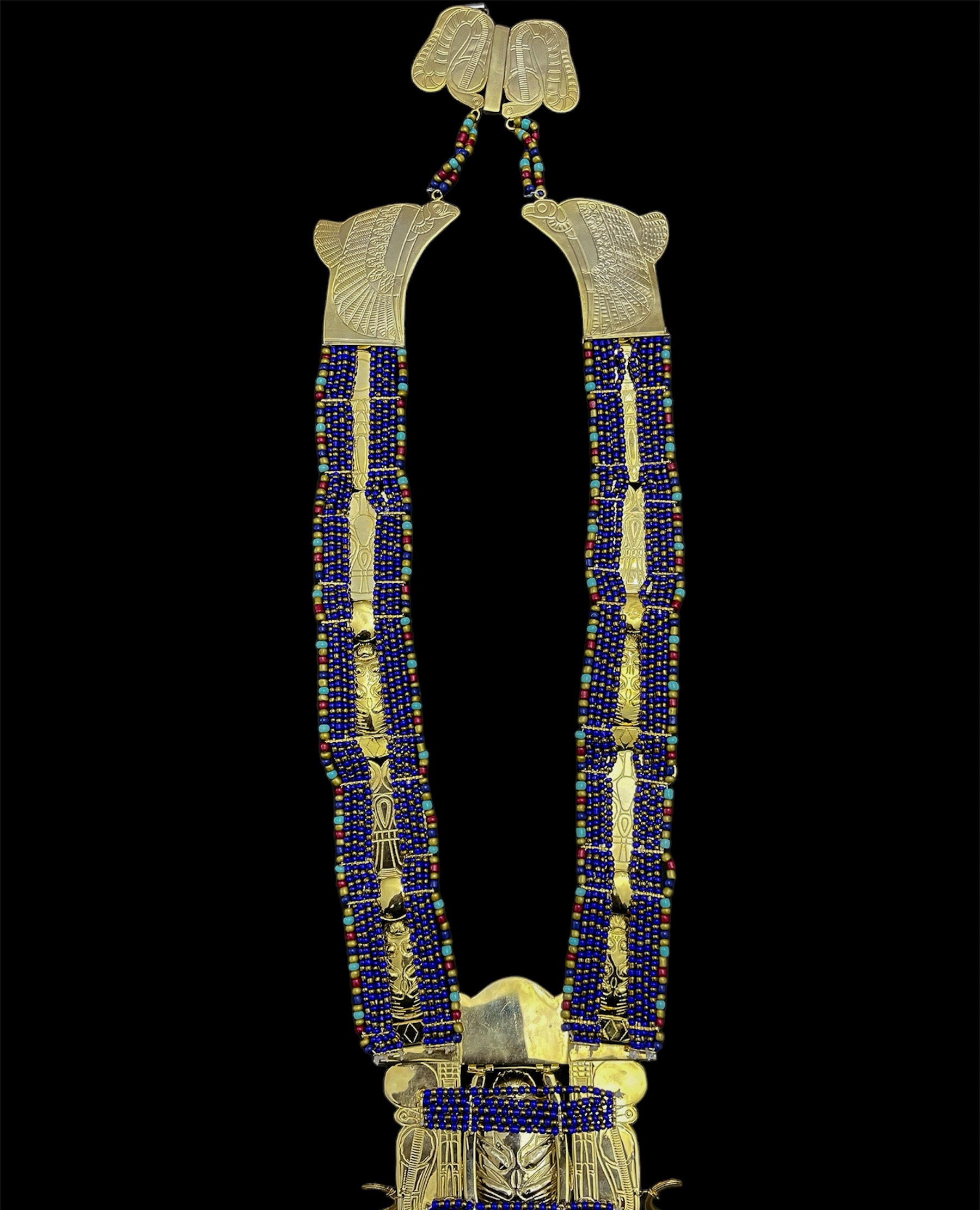 King Tutankhamun Scarab Pectoral Necklace: 24k Gold Plating Lapis ...
