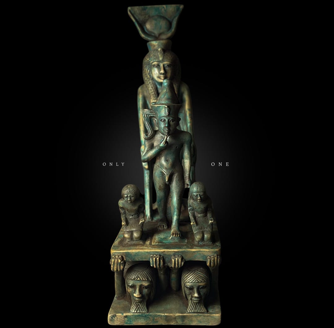 Vintage Goddess Isis is Protecting God Horus With a High Priest ...