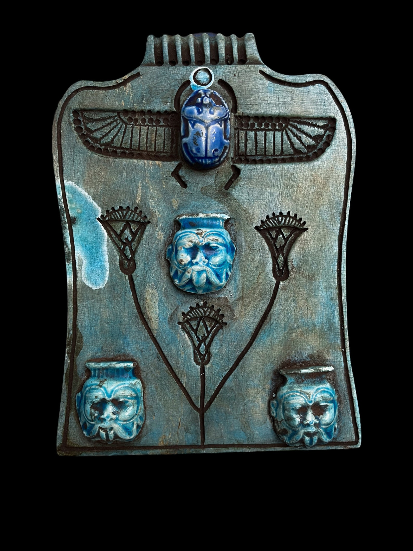 God Bes With Winged Scarab Beetle and Lotus Flower for Protection and ...
