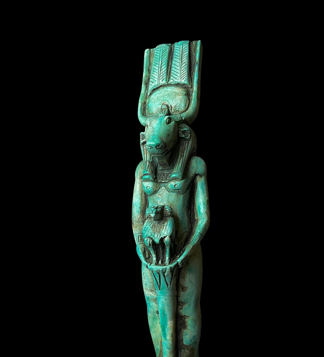 Handmade Goddess Hathor Statuette With God Thoth Baboon, Statue for the ...
