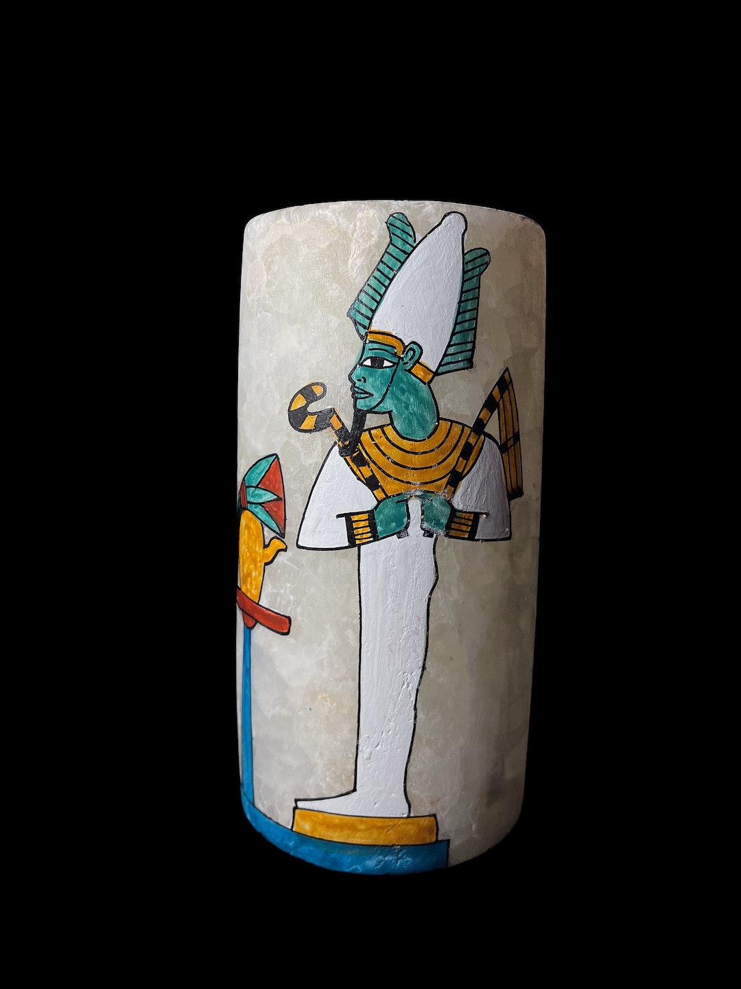 Alabaster Vase for God Osiris With Djed Pillar and Lotus Flower Made in ...
