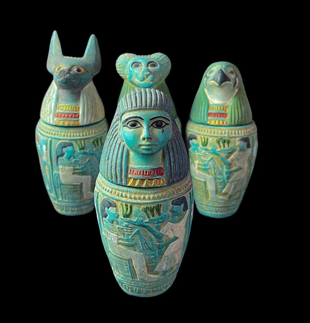 Canopic Jars Figurines , Sons of Horus Figures in Canopic Jars Form - Etsy