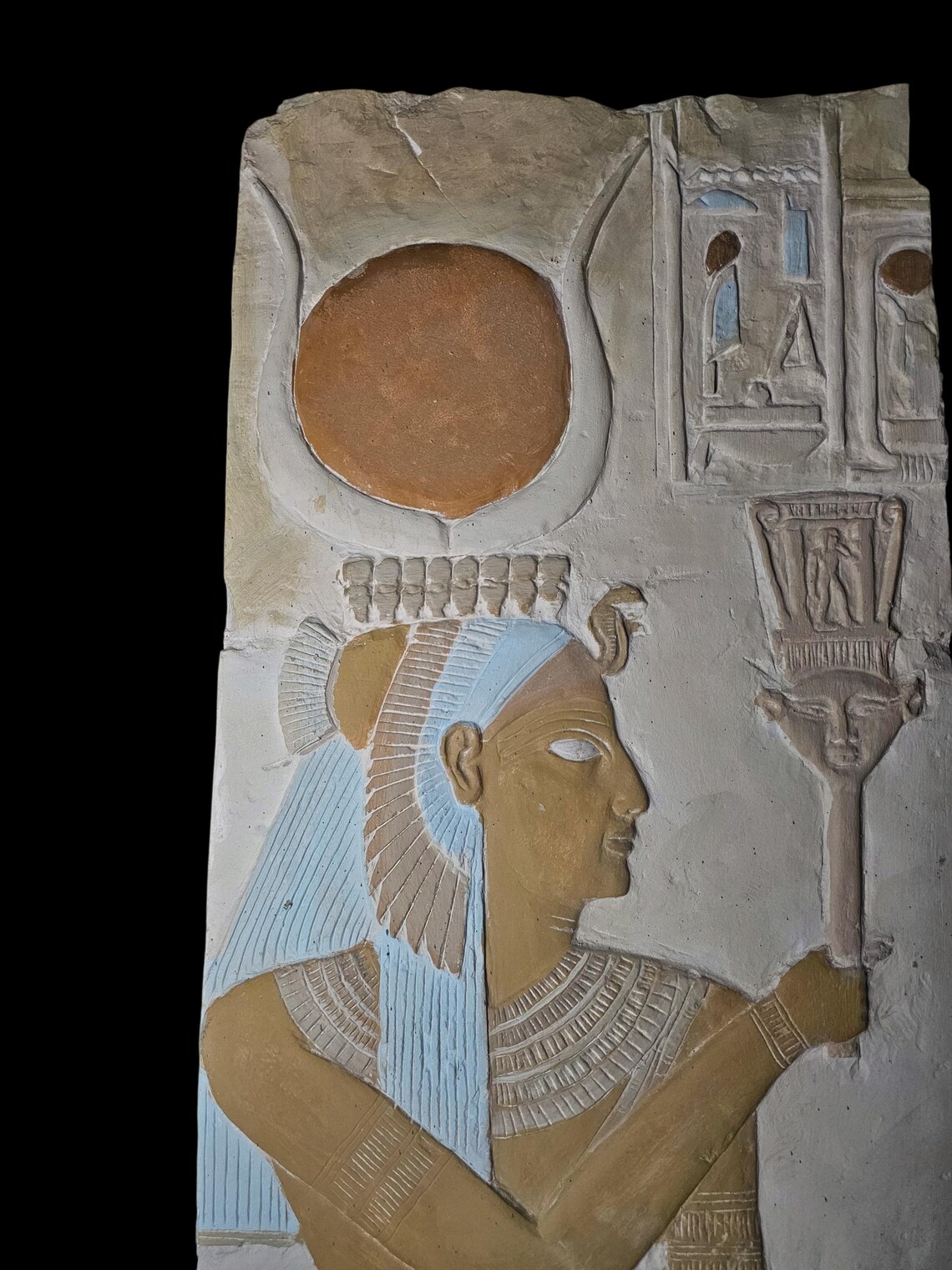 Large Goddess Hathor Relief Made of Stone , Statue for the Egyptian ...