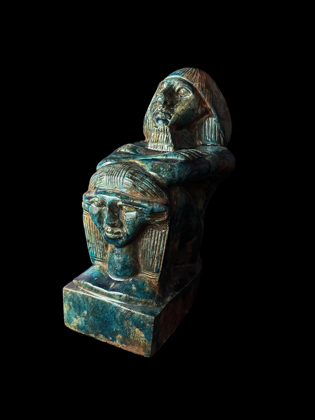 Goddess Hathor Statue With High Priest Protecting Her. Egyptian Goddess ...