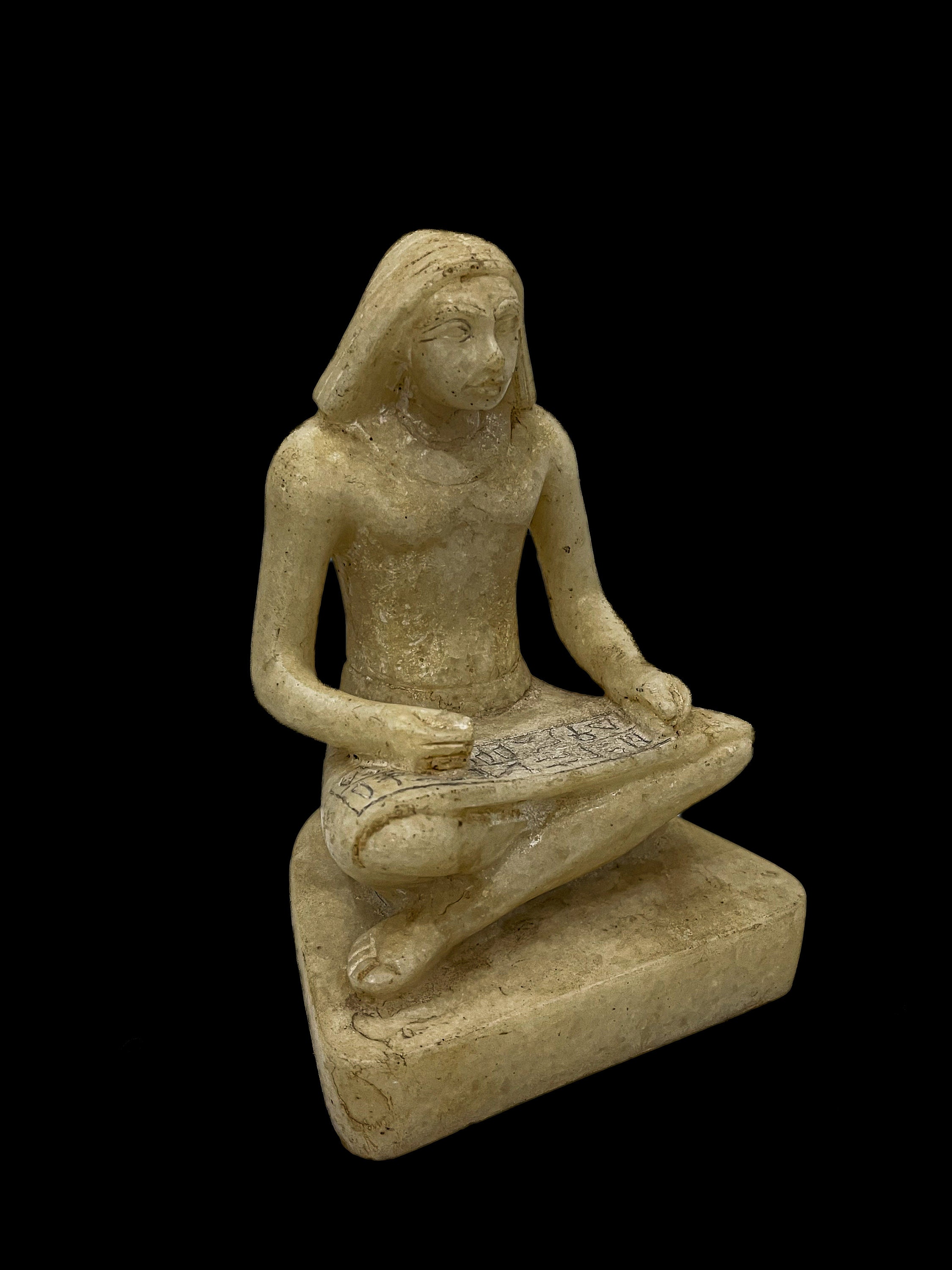 Vintage Seated Scribe Statue: Handmade Egyptian Decor - Etsy