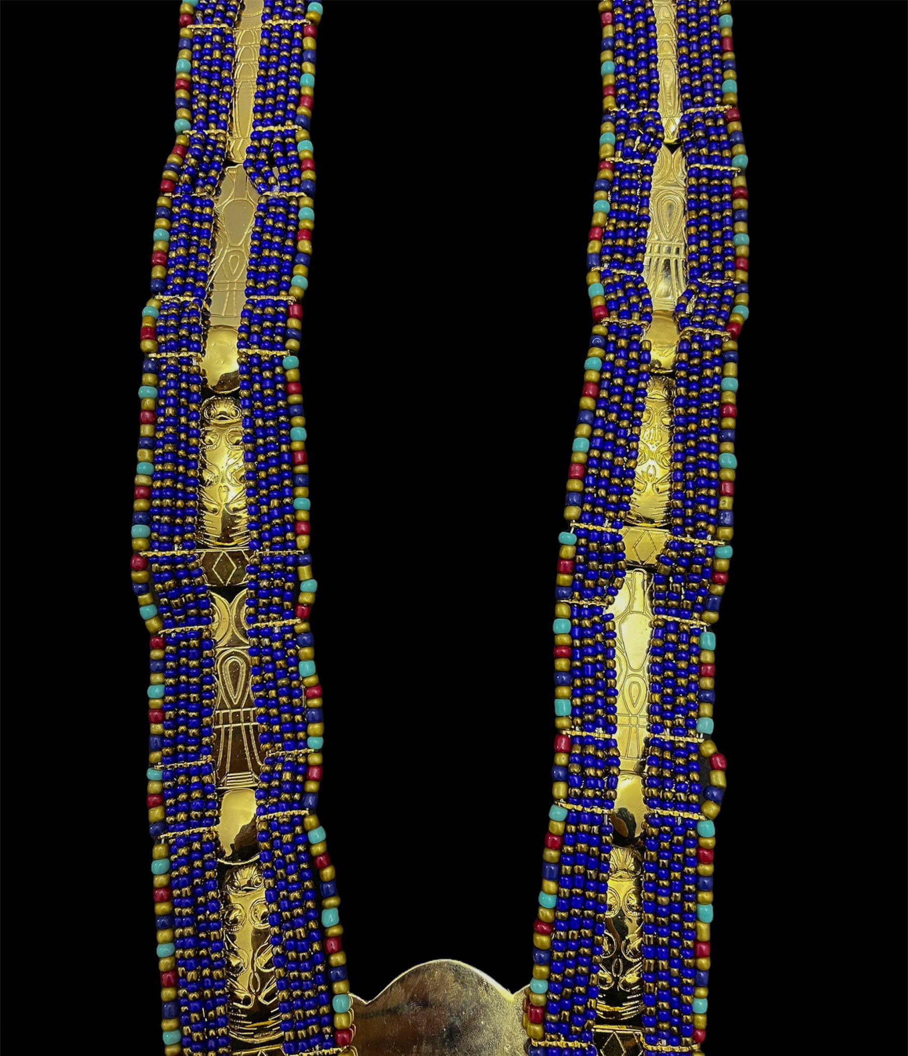 King Tutankhamun Scarab Pectoral Necklace: 24k Gold Plating Lapis ...