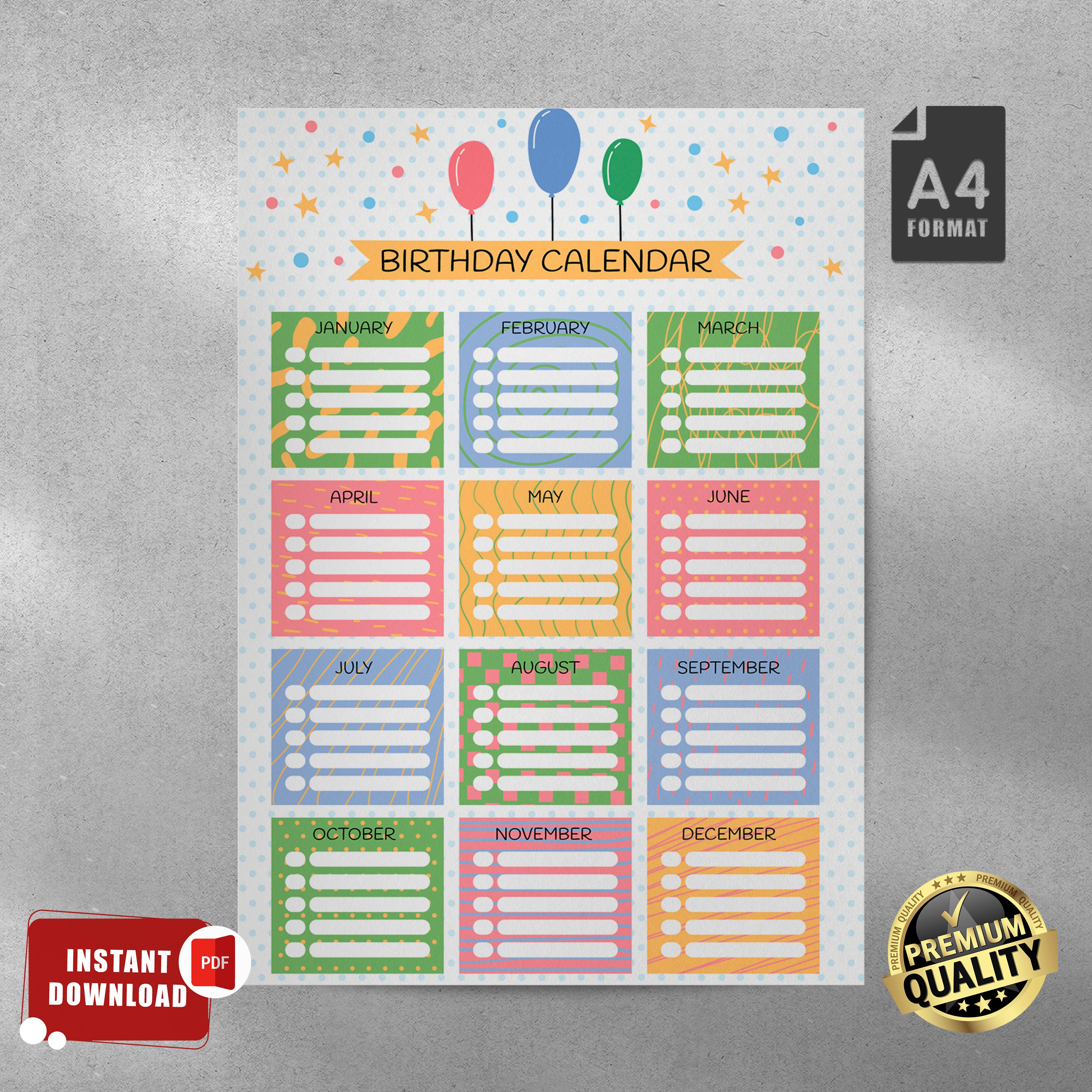 Digital Birthday Tracker, Birthday Calendar, Birthday Planner ...