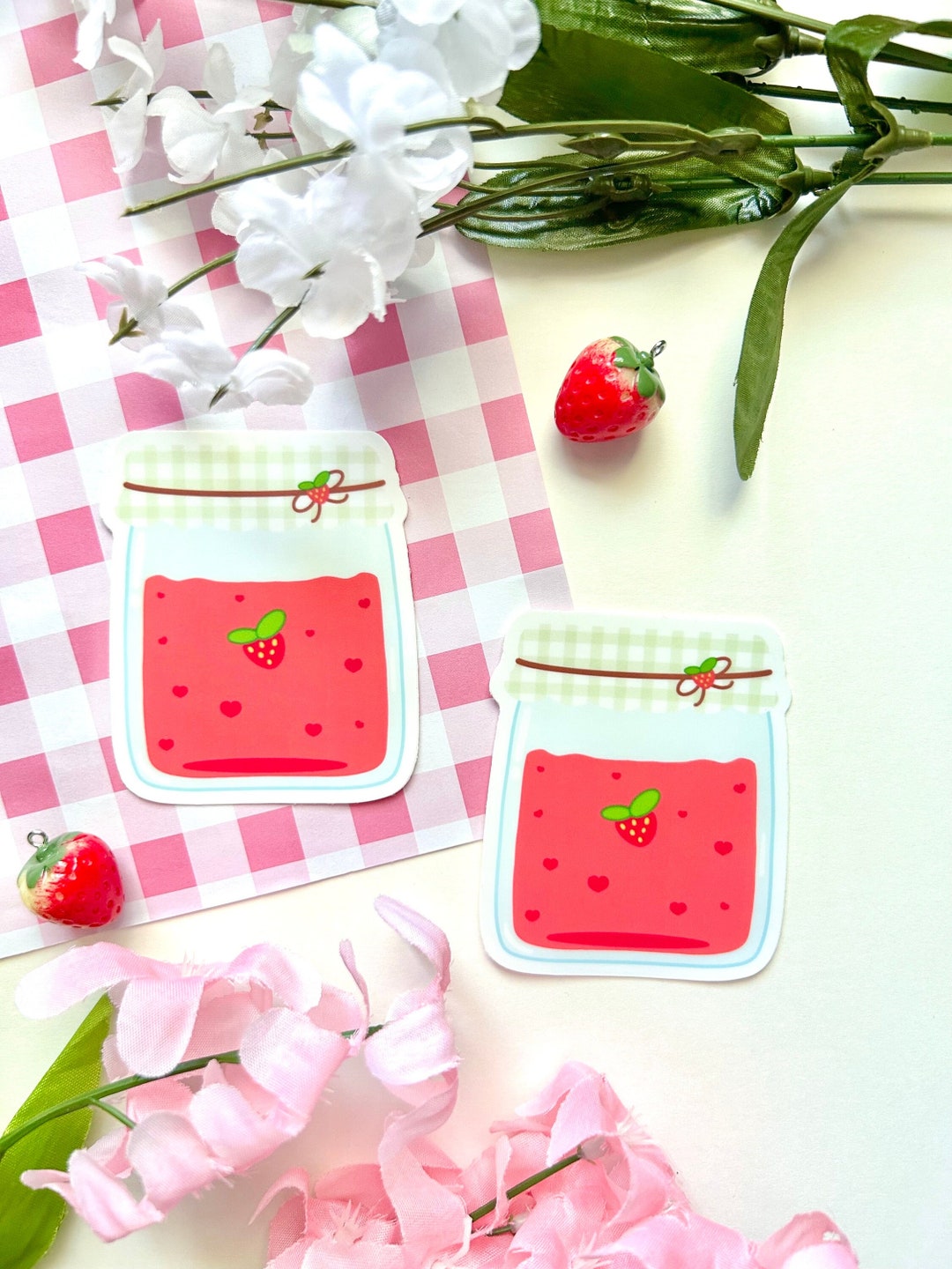 Kawaii Strawberry Jam Sticker - Etsy