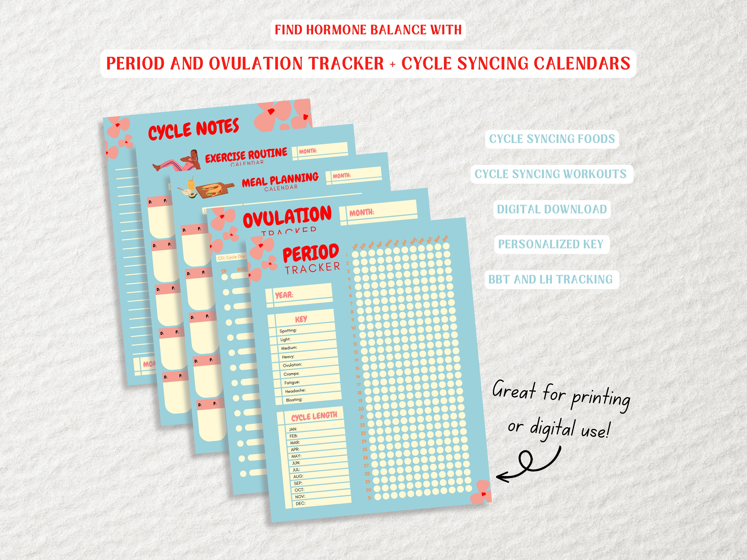 Period Tracker Ovulation Tracker Cycle Syncing Calendar Etsy