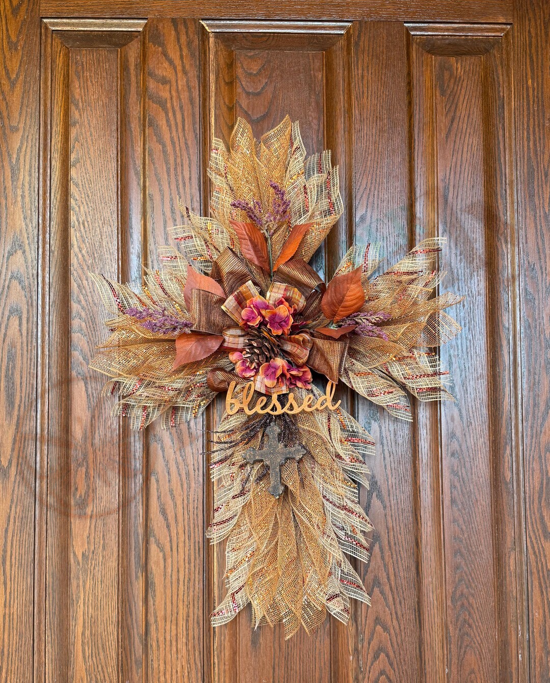 Gorgeous Religious Shabby Chic Door Wreath Cross With Vintage Southwest ...