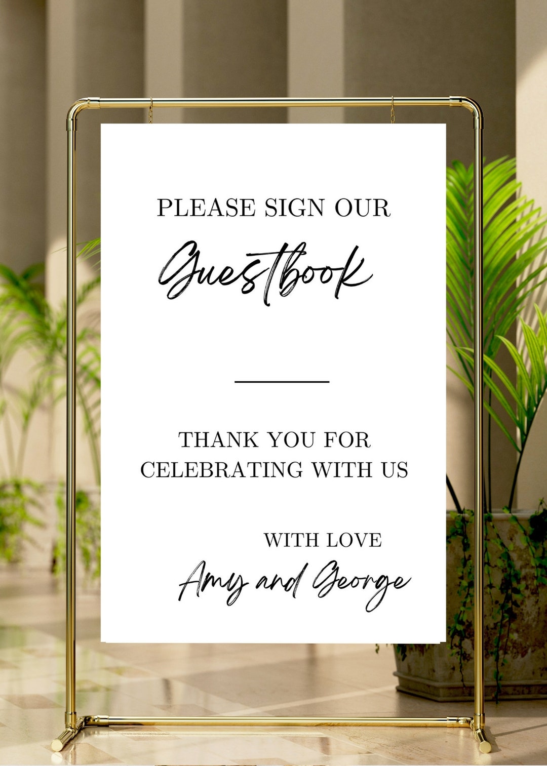 Minimalist Wedding Guestbook Sign Template, Editable Modern Wedding ...